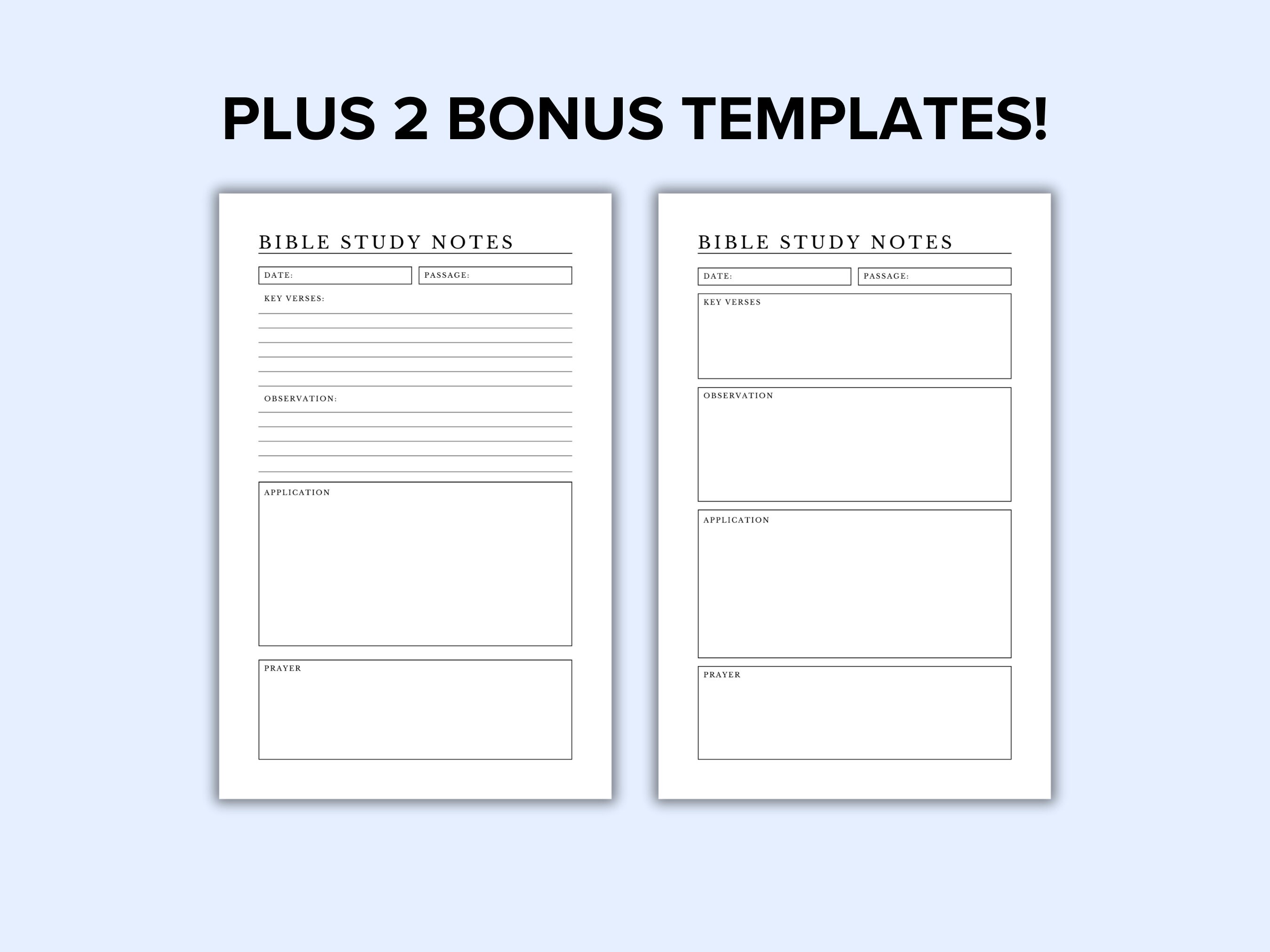 Bible Study Templates Printable | Scripture Study Guide Prayer Journal ...