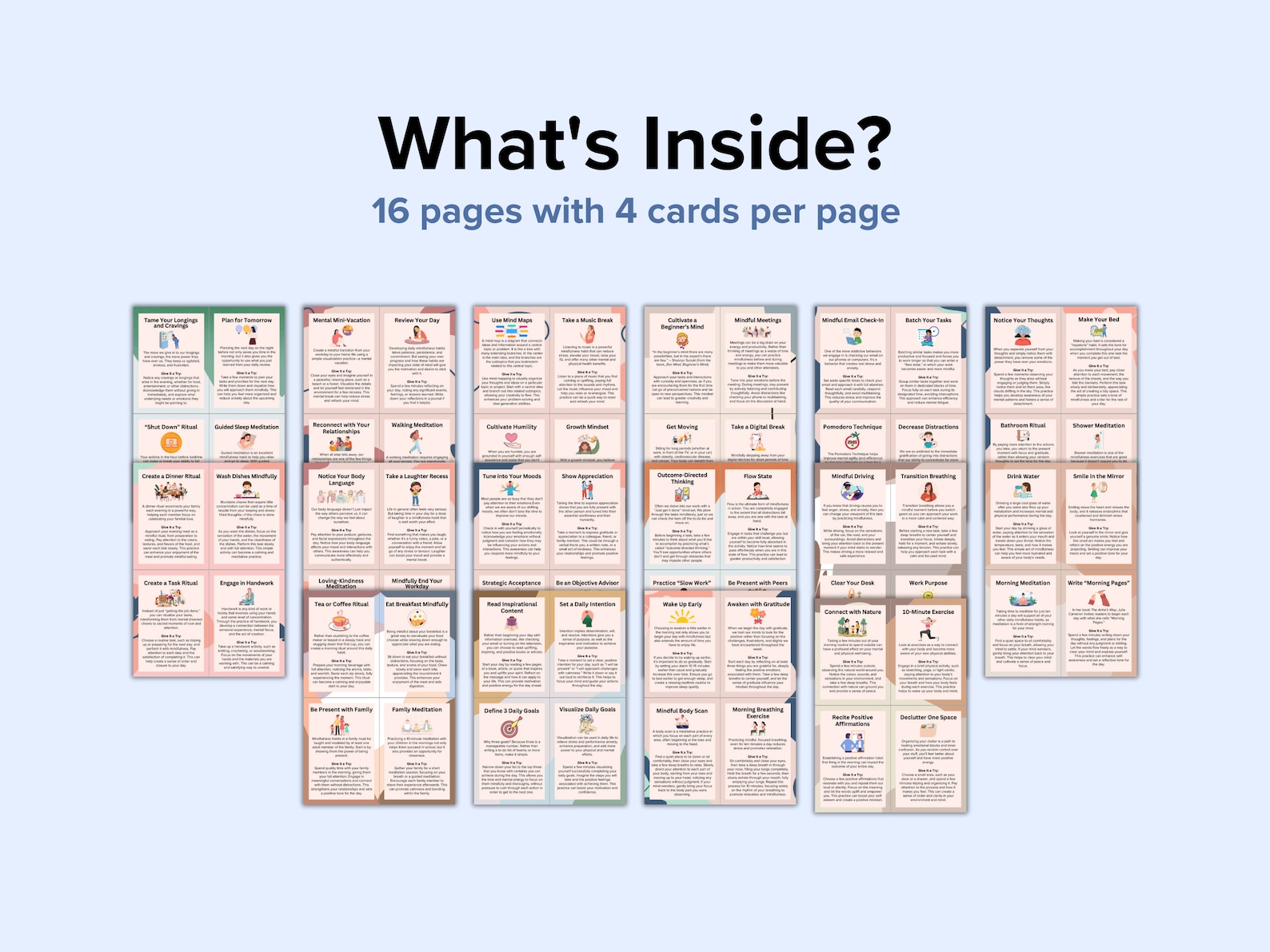 64 Mindfulness Activity Printable Cards | Mindful Breathing Exercises ...