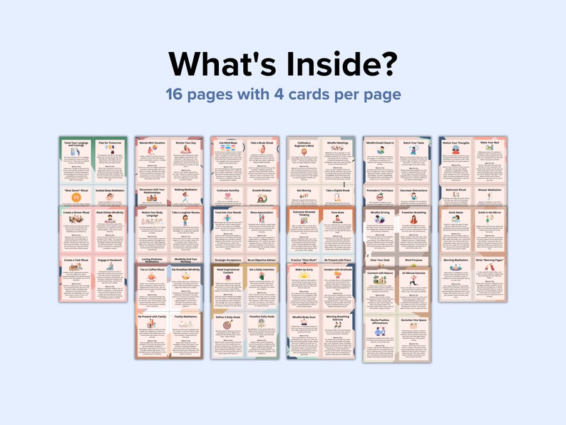 64 Mindfulness Activity Printable Cards | Mindful Breathing Exercises ...