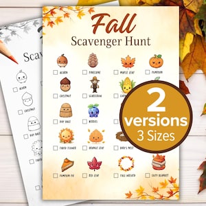 Fall Scavenger Hunt Printable for Kids | Autumn Scavenger Hunt | A4, A5 ...