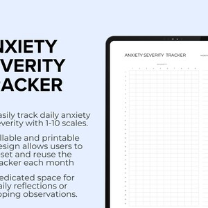 Anxiety Severity Monthly Tracker Printable | A5, US Letter, A4 ...