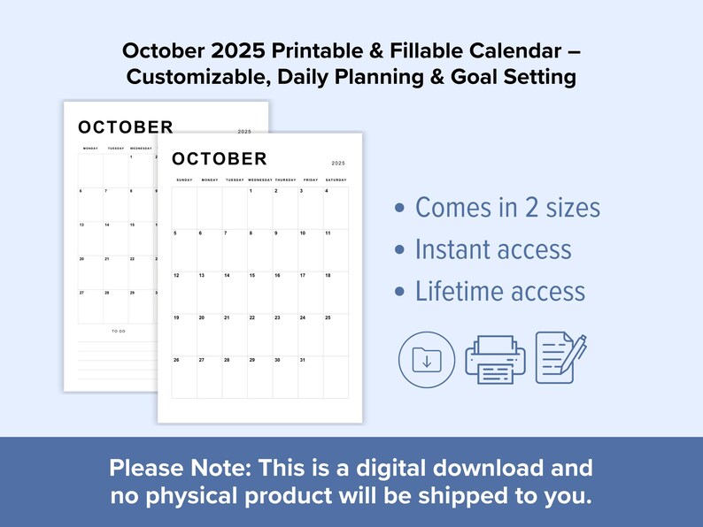 Editable October 2025 Calendar Minimalist Printable | US Letter, A4 ...
