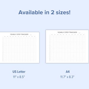 Yearly Step Tracker Worksheet Printable | Landscape US Letter, A4 ...