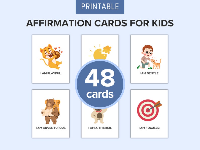 48 Affirmation Cards for Kids Printable | Positive Affirmations for ...