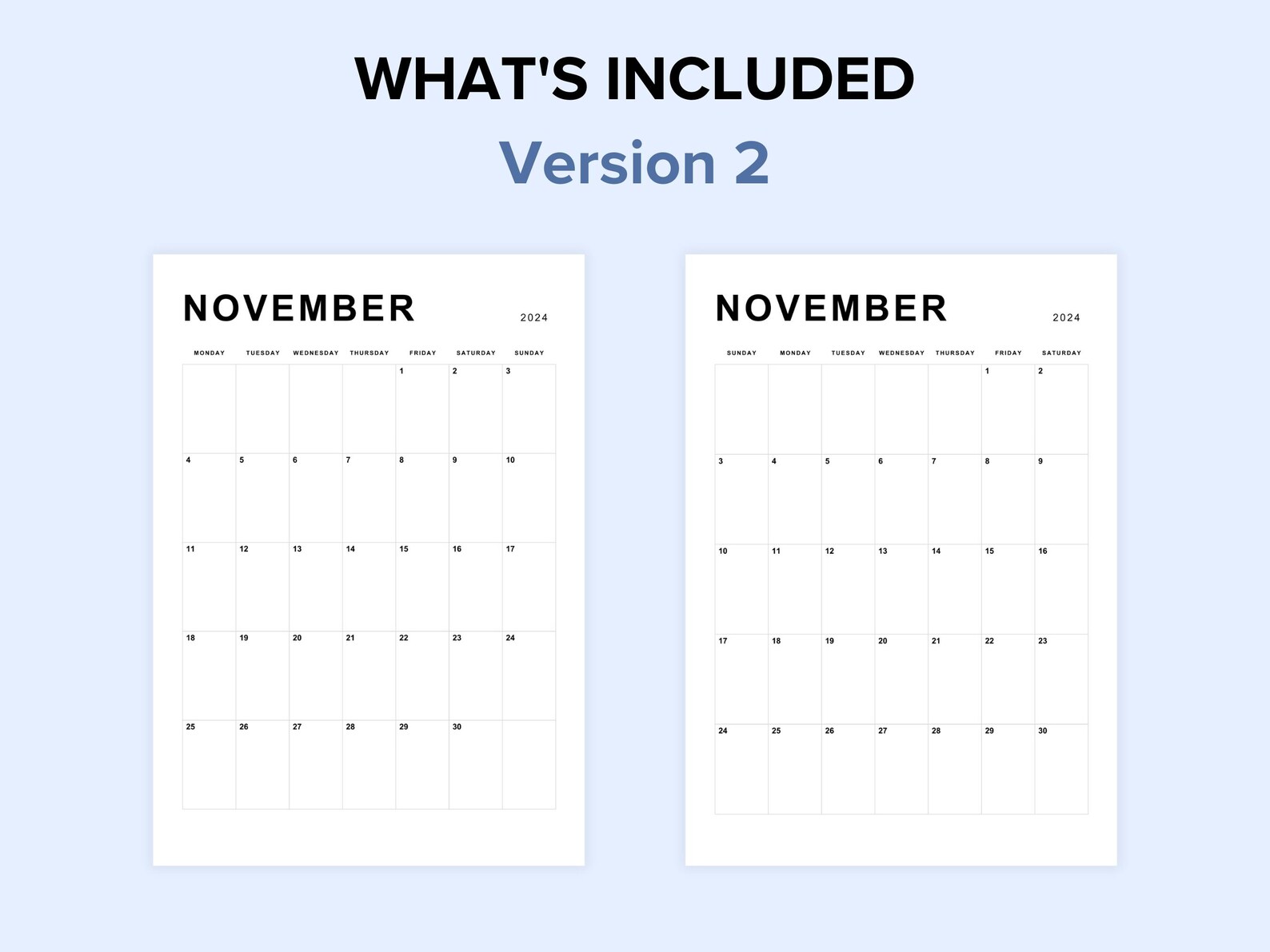 Editable November 2024 Calendar Minimalist Printable | US Letter, A4 ...