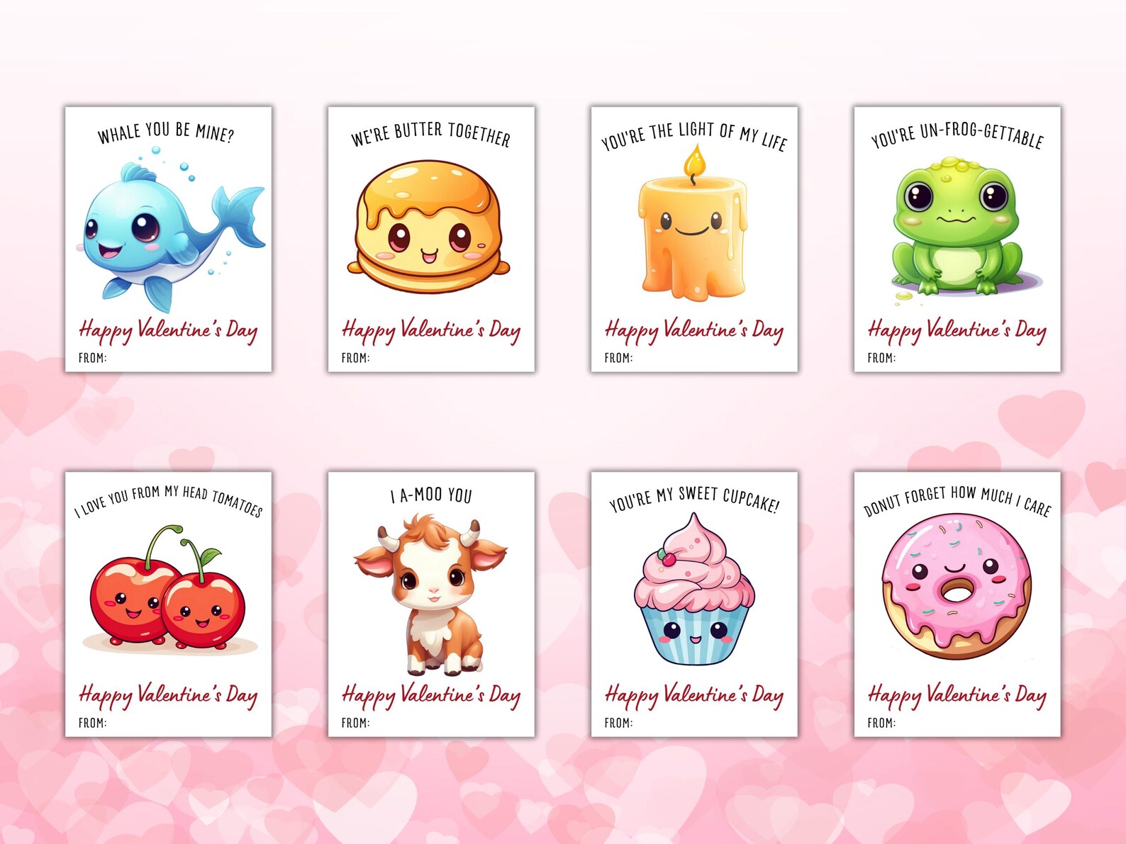 24 Valentine's Day Printable Cards With Cute Puns | School Valentine's ...