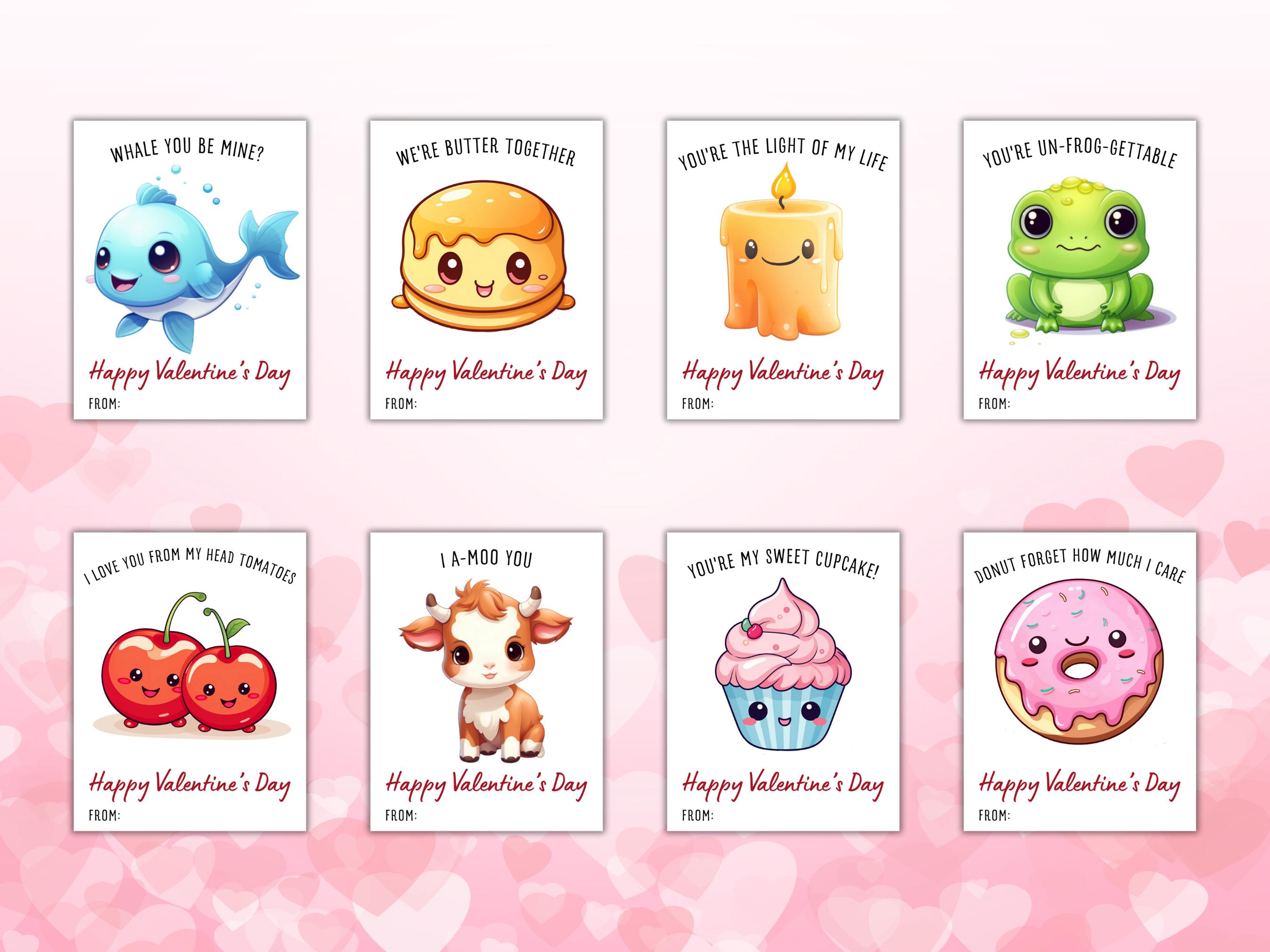 24 Valentine's Day Printable Cards With Cute Puns | School Valentine's ...