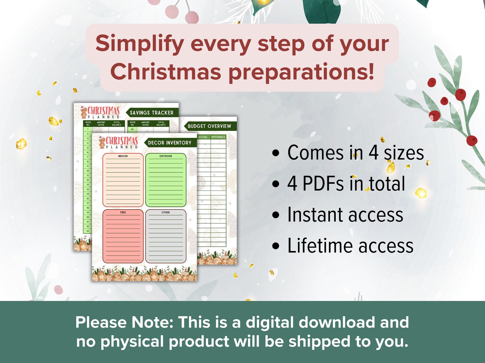 Christmas Planner Bundle With 60+ Printables | A4, A5, US Letter, Half ...