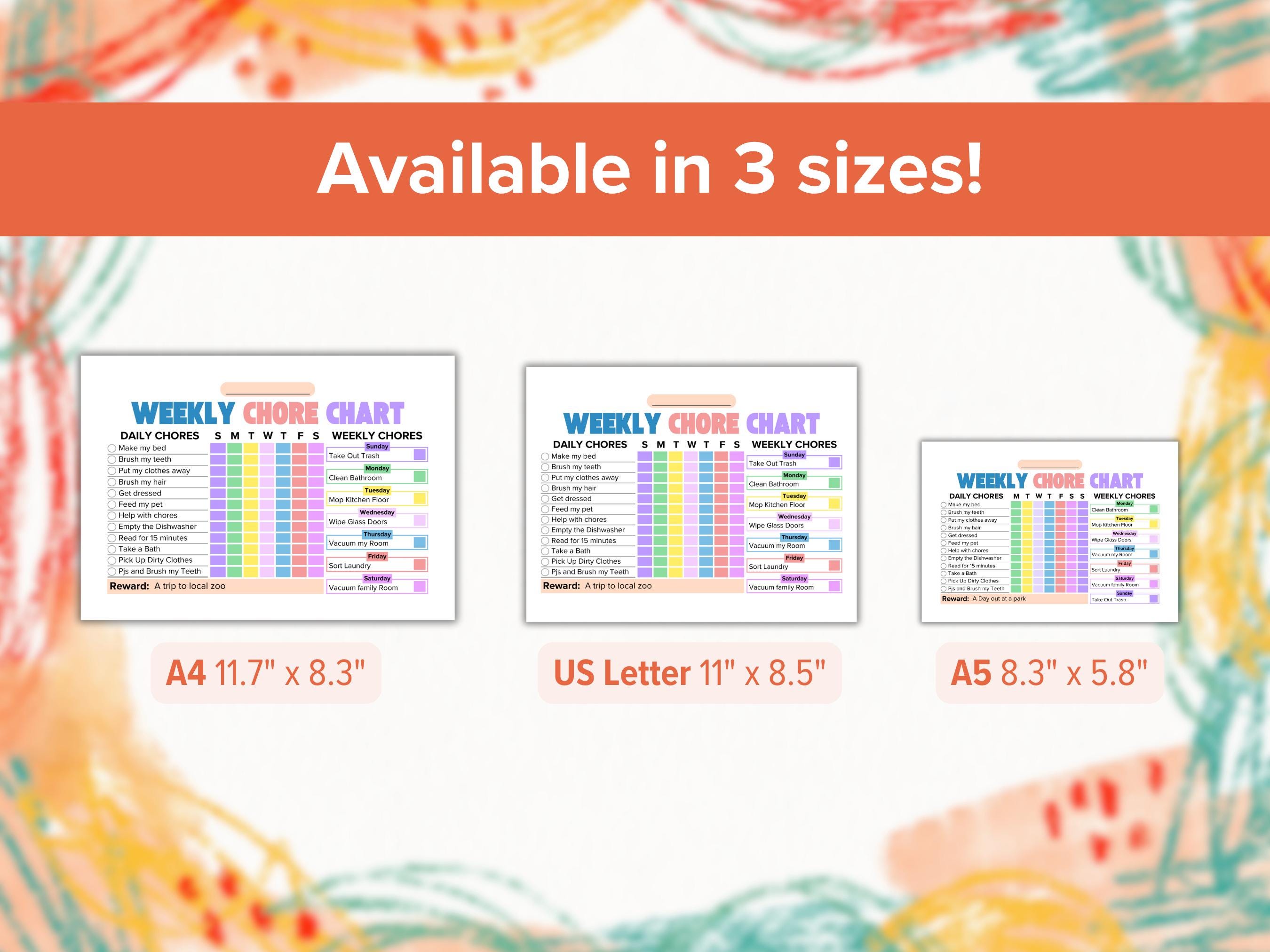 Editable Chore Chart Template for Kids | Children's Weekly ...