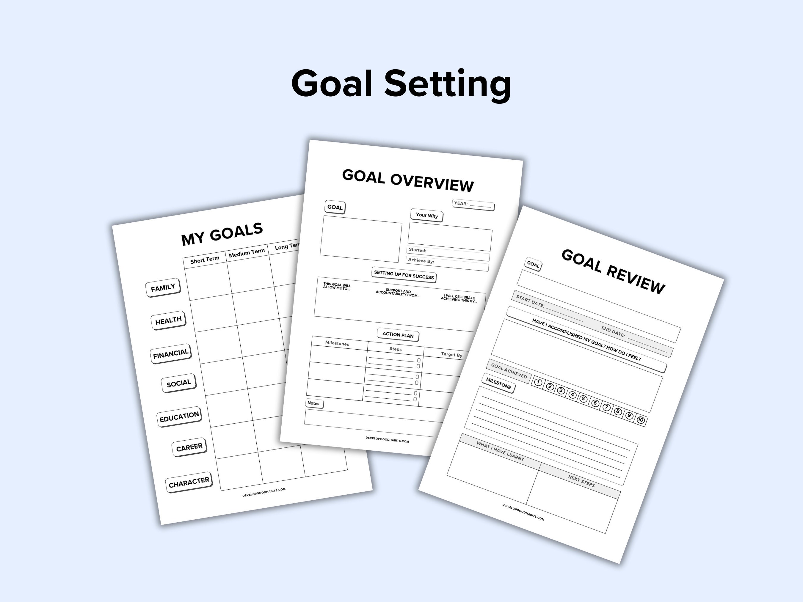 2025 Goal Setting Planner Printable Worksheets Bundle | Yearly Goal ...