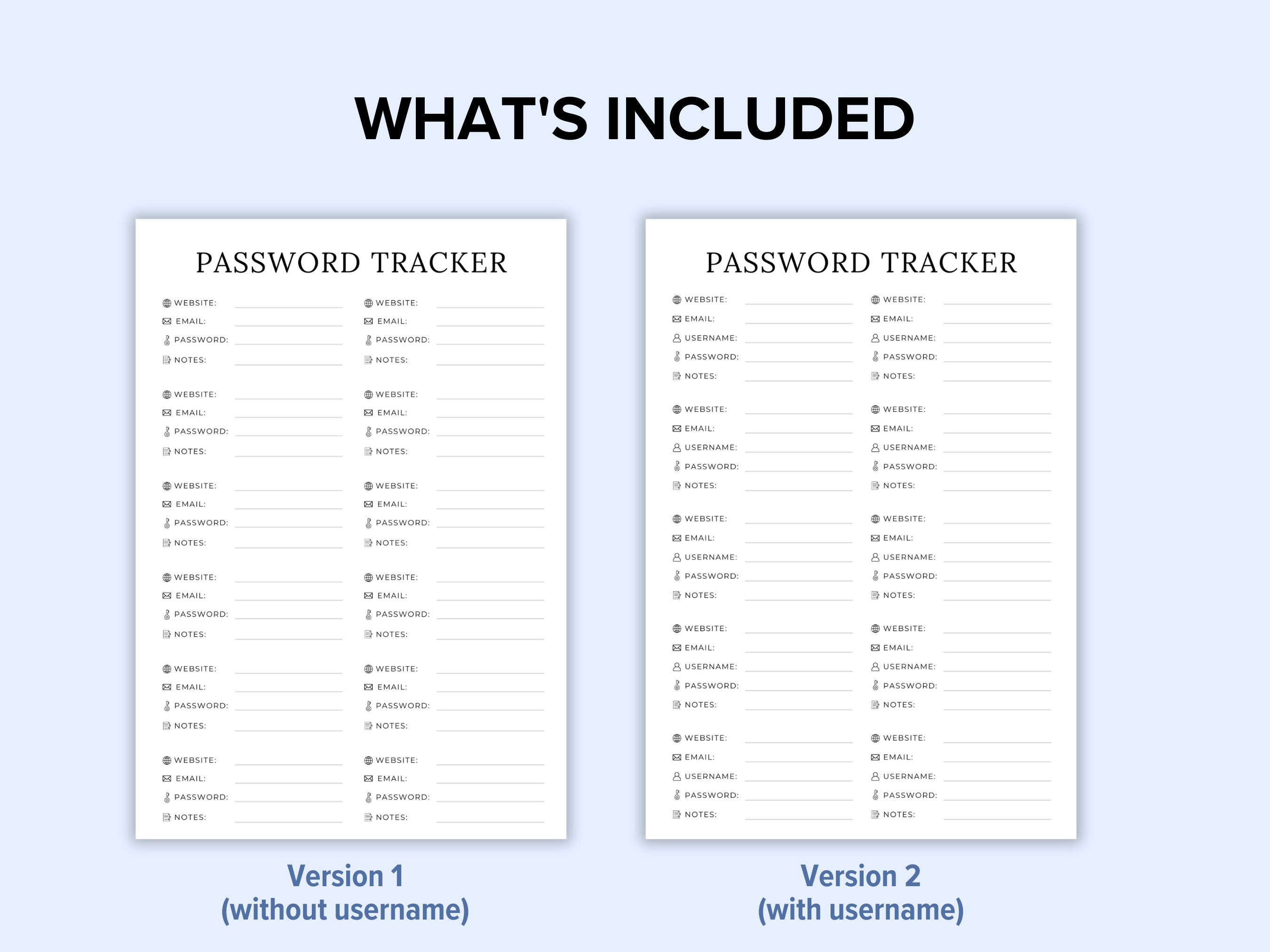 Password Tracker and Log Printable | Password Manager Notebook ...