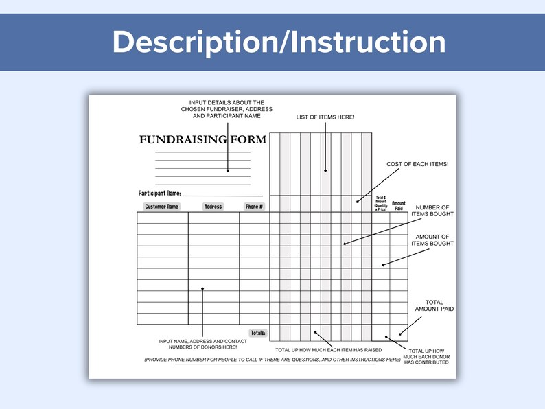 Editable Fundraising Order Tracker Printable Form | A5, US Letter, A4 ...