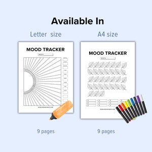 9 Daily Mood Tracker Printable Worksheets | Mental Health Planners ...