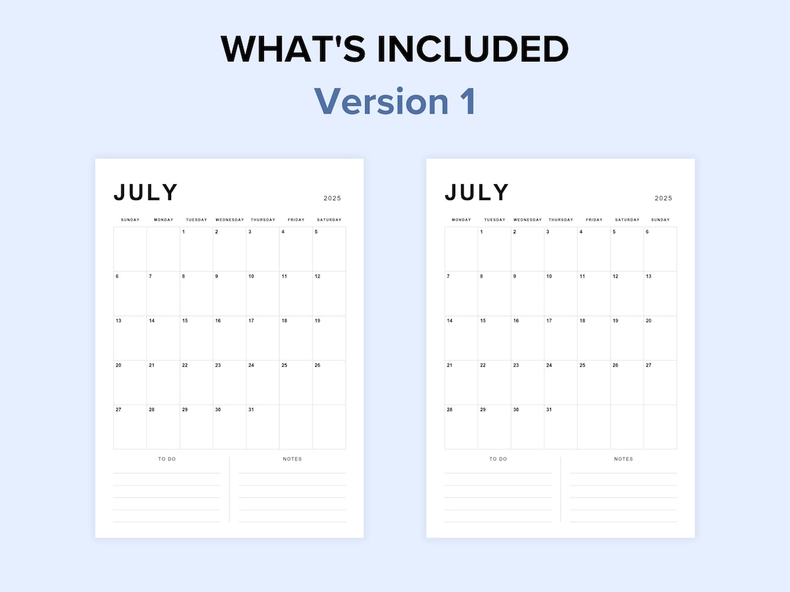 Editable July 2025 Calendar Minimalist Printable | Simple Minimalist ...