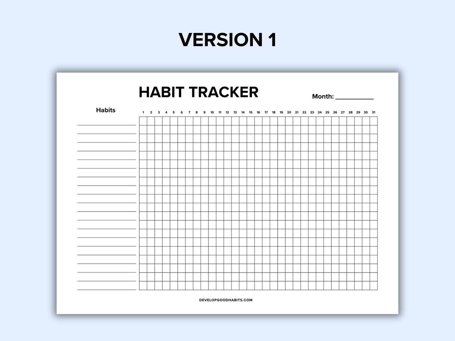 Monthly Habit Tracker Printable | 30 Day Habit and Goal Tracker PDF ...