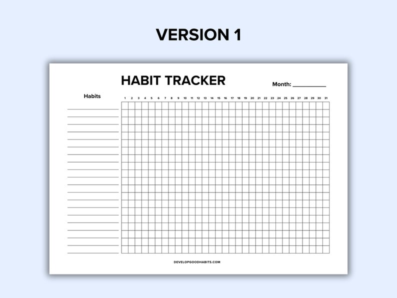 Monthly Habit Tracker Printable | 30 Day Habit and Goal Tracker PDF ...