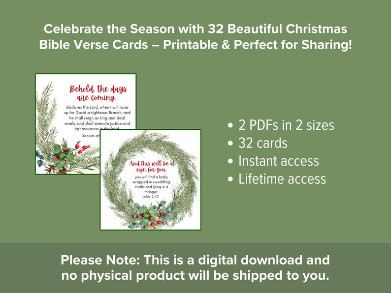 32 Christmas Bible Verses Cards Printable | Christian Christmas Cards ...