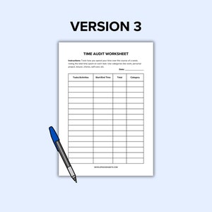 Time Audit Printable Worksheets | Hourly Time Tracker | Time Management ...