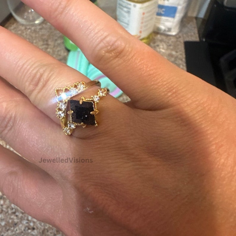 Feyre's Night Court Inspired Ring Onyx & Gold Silver With Zircon ...