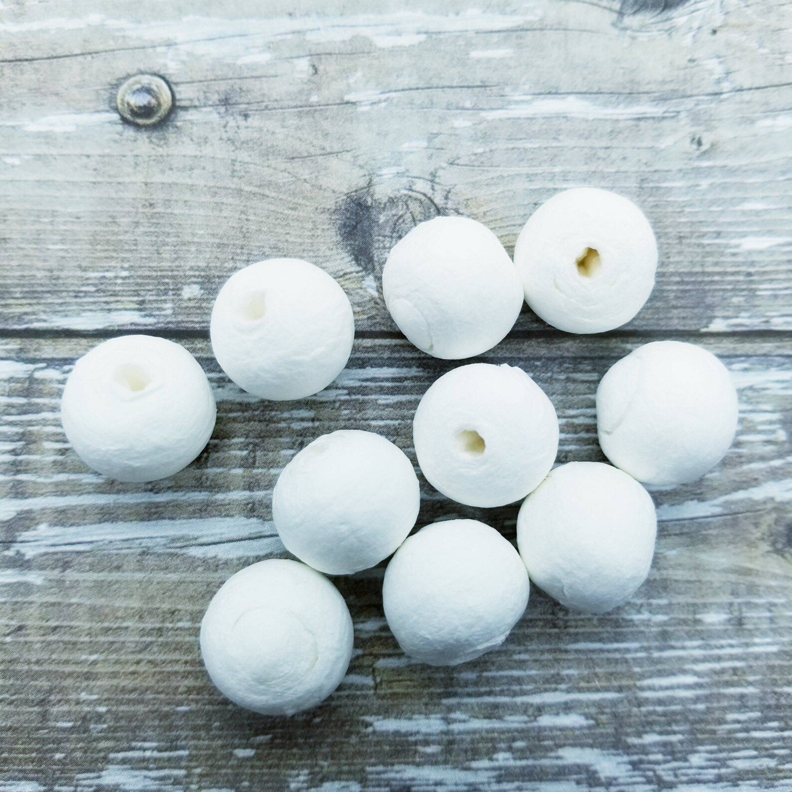 Small Round Balls Spun Cotton- 15 MM - Package of 10-collage Supplies ...