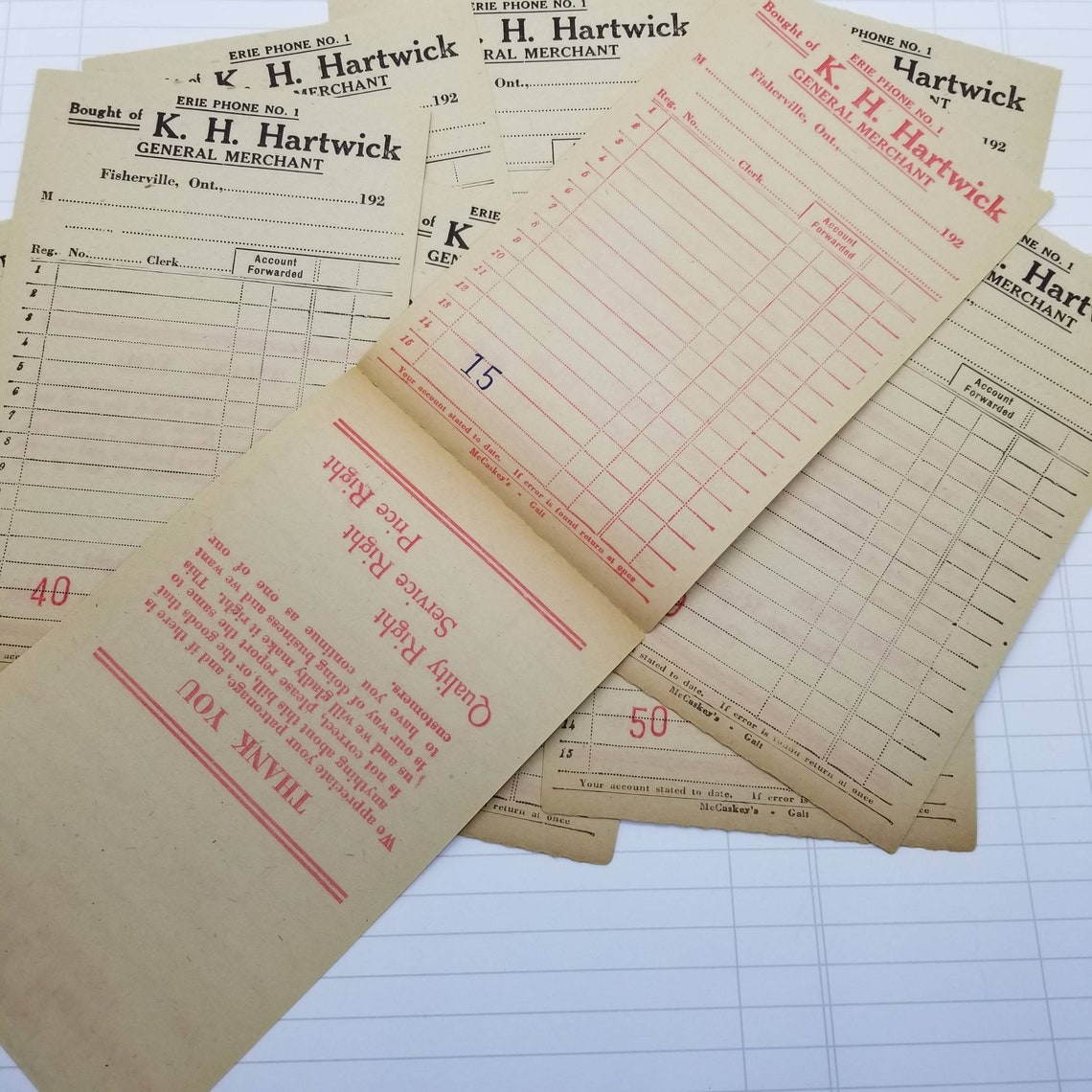 Vintage K.H. Hartwick General Merchant Receipts 1920'a | Etsy