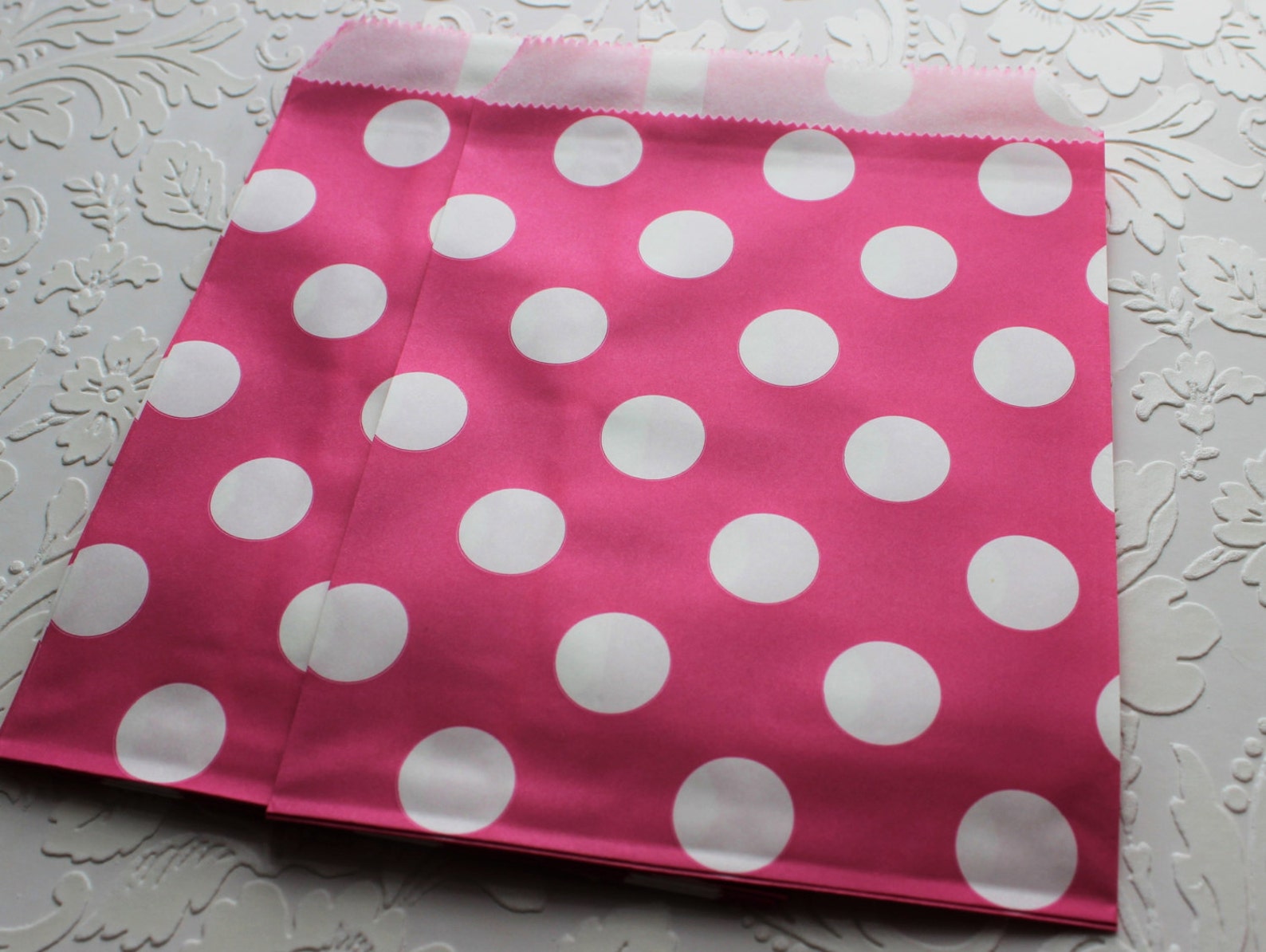 Hot Pink Polka Dot Paper Bag Gift Bag Party Favor Party - Etsy