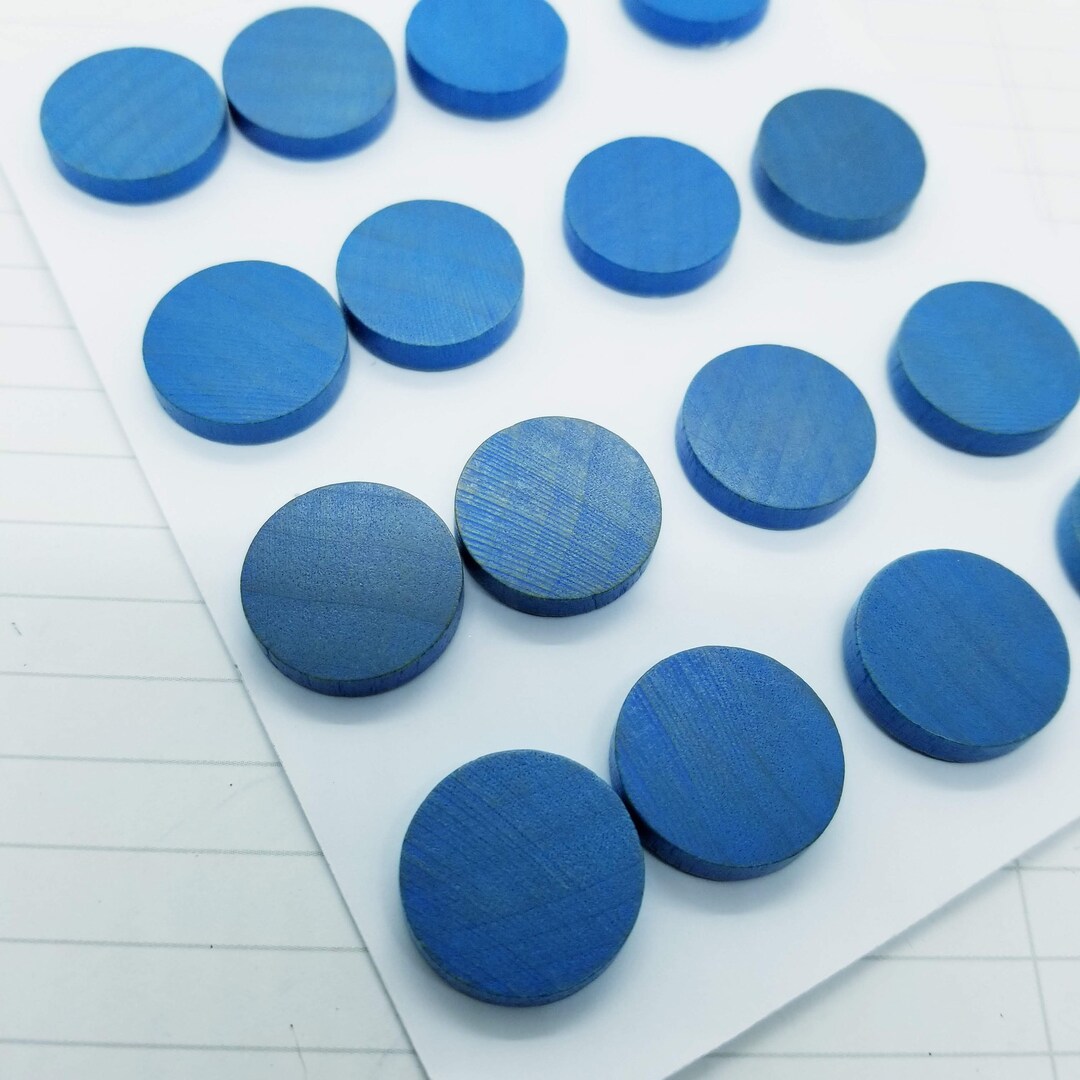 16 Blue Wooden Game Markers- Vintage Game Pieces, Collage, Assemblage ...