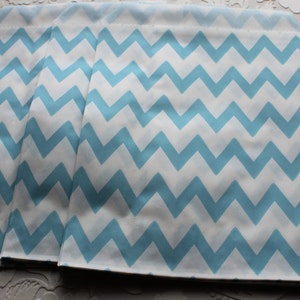 Light Blue and White Zig Zag Chevron Paper Bag Gift Bag, Notion Bag ...