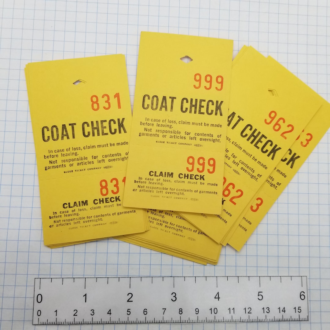 Vintage Coat Check Tickets Set of 20 Paper Ephemera - Etsy