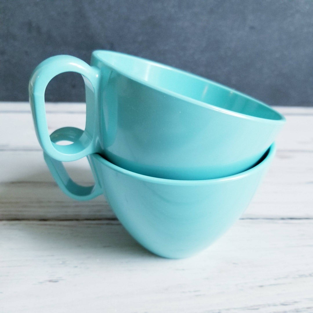 2 Vintage Blue Melmac Cups Rainboware, Retro Dishware, Midcentury ...