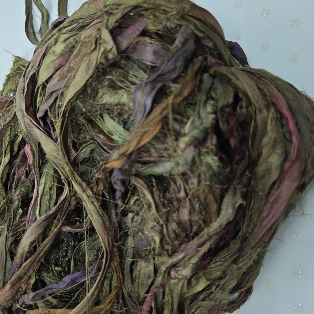 NEW Forest Floor Sari Silk Ribbon, 4 Yards, Torn Edge, Junk Journals ...