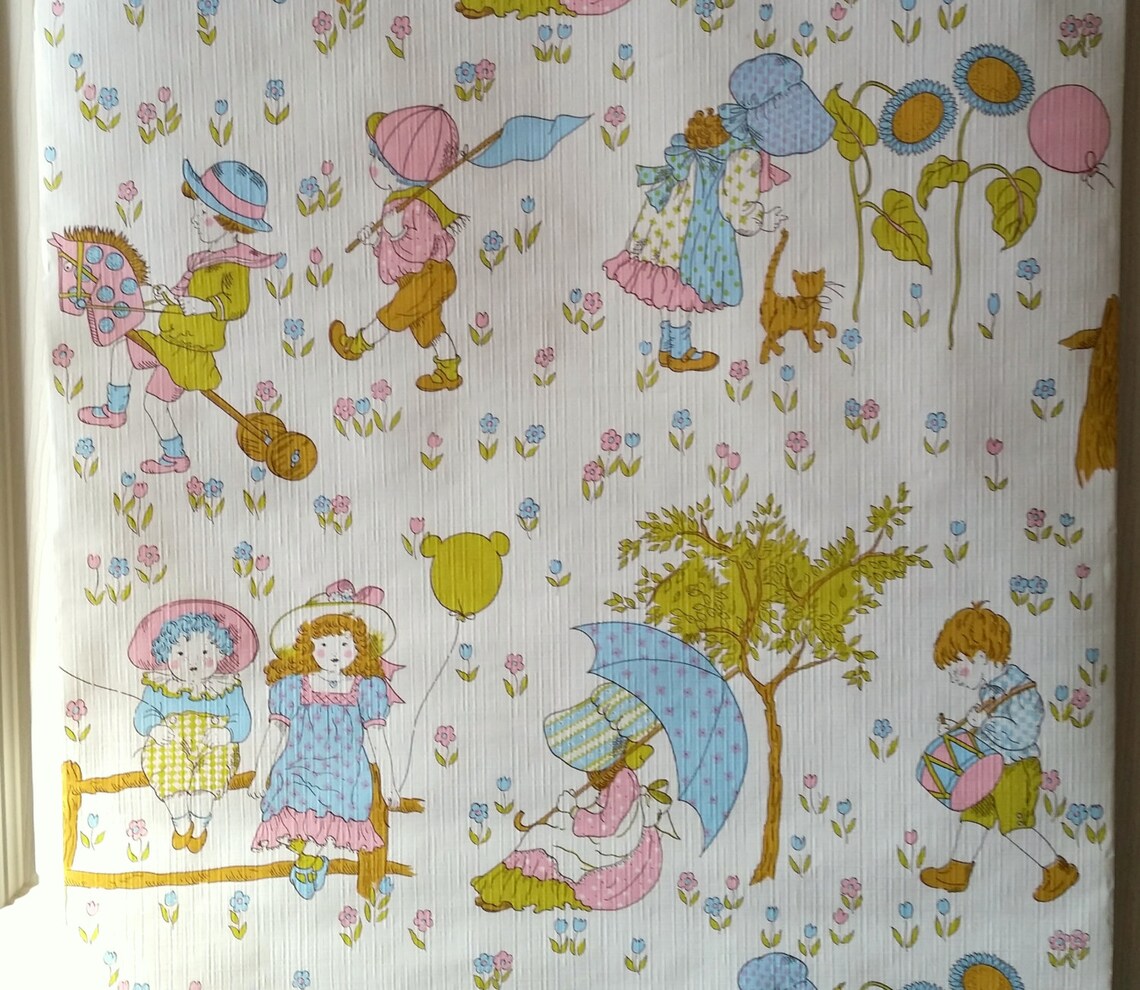 Vintage Childrens Wallpaper Images Packet of Pink Blue | Etsy