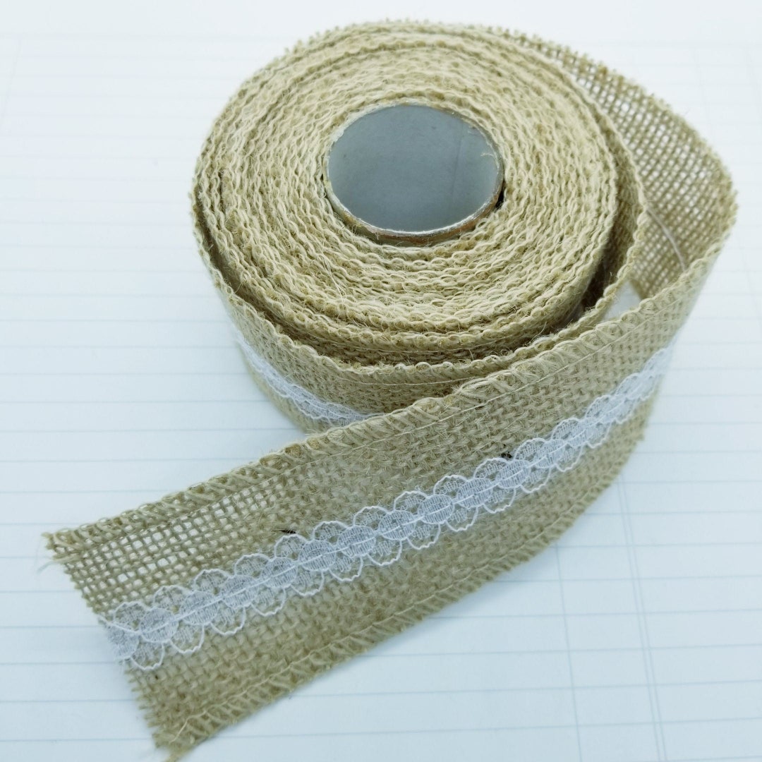 Lace & Burlap Woven Ribbon- 2 Inches Wide- Cottagecore Ribbon Decor - Etsy