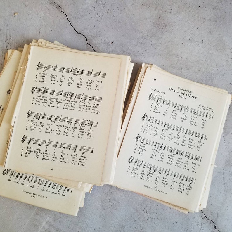 20+ Vintage Catholic Hymnal Book Pages- Vintage Assemblage Papers - Etsy