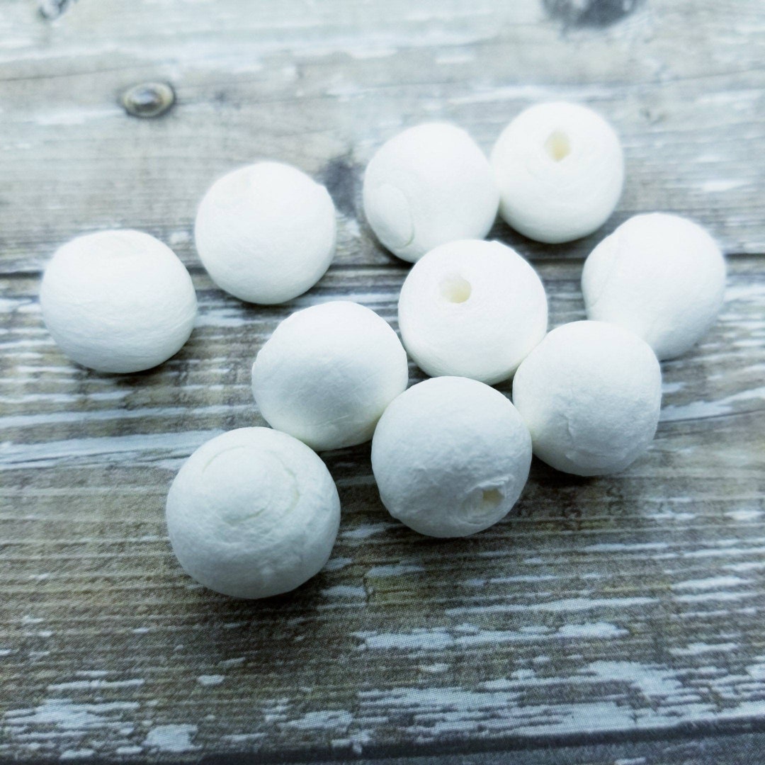 Small Round Balls Spun Cotton- 15 MM - Package of 10-collage Supplies ...