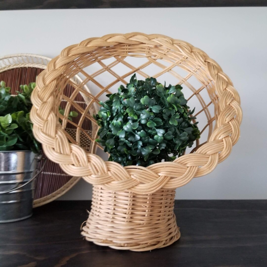 Boho Wicker Plant Chair Planter- Vintage Wicker, Rattan, Cottagecore ...