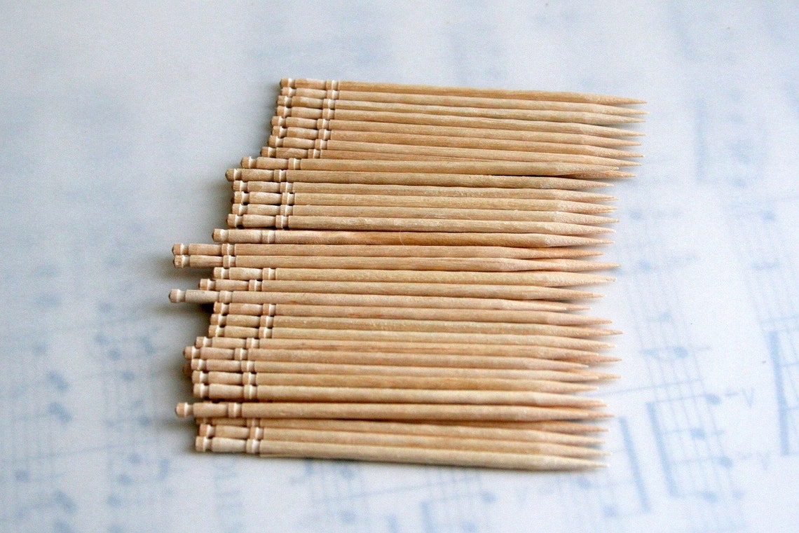 50 Decorative Wooden Toothpicks, Bookbinding, Assemblage, Collage - Etsy UK