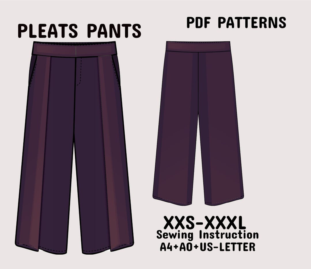 Womens Pants Pattern, Pleat Pants, Wide Leg Pants Straight, Women ...