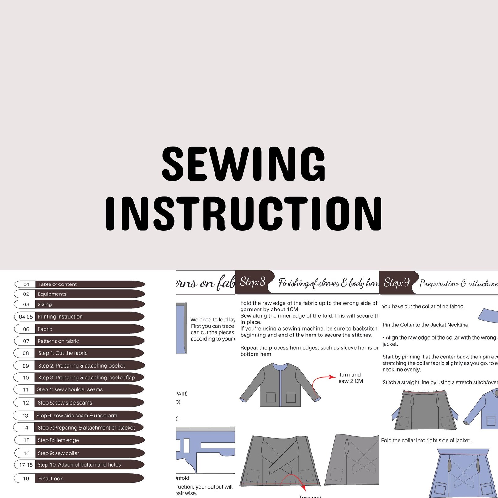 Jacket Sewing Pattern, Easy Digital PDF, Cozy Unisex Jacket, Knitted ...