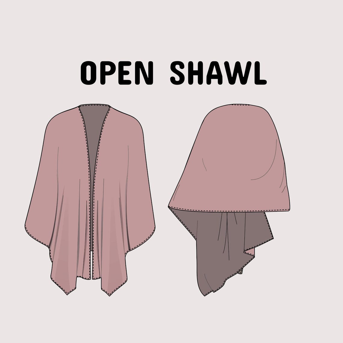Poncho Sewing Pattern, Wrap Shawl Sewing Pattern, Cover-up & Open Shawl ...
