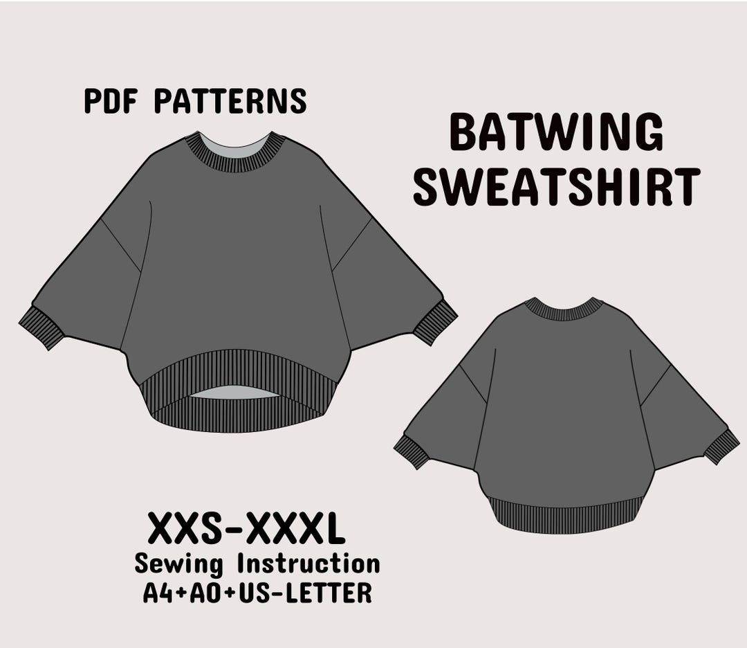 Batwing Top Pattern, Women Sewing Pattern, Batwing Sleeve Top Sewing ...