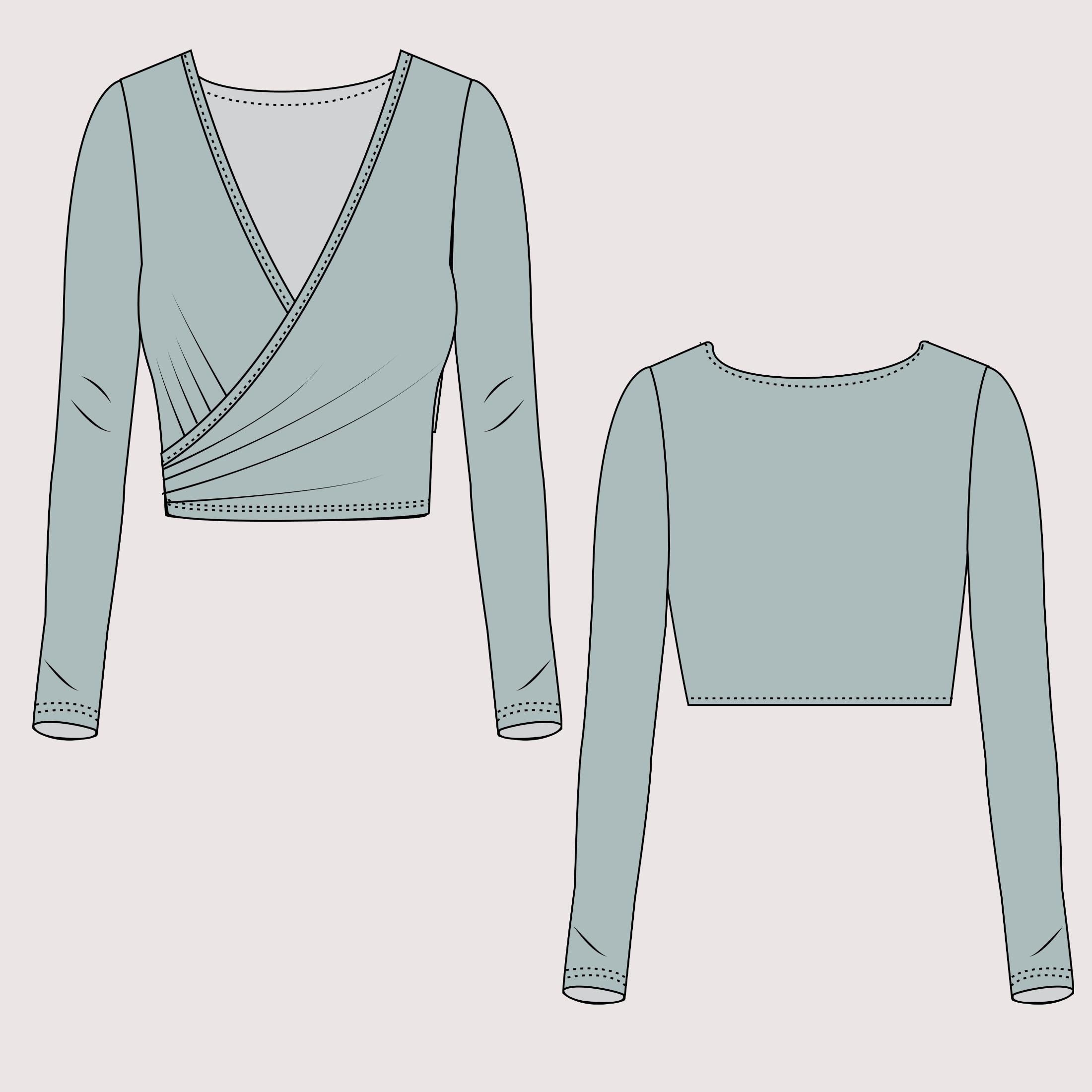 Wrap Top Sewing Pattern, Women Blouse Pattern, Long Sleeve Wrap Crop ...