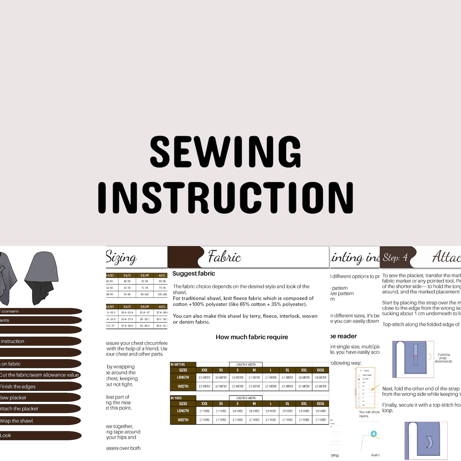 Poncho Sewing Pattern, Wrap Shawl Sewing Pattern, Cover-up & Open Shawl ...
