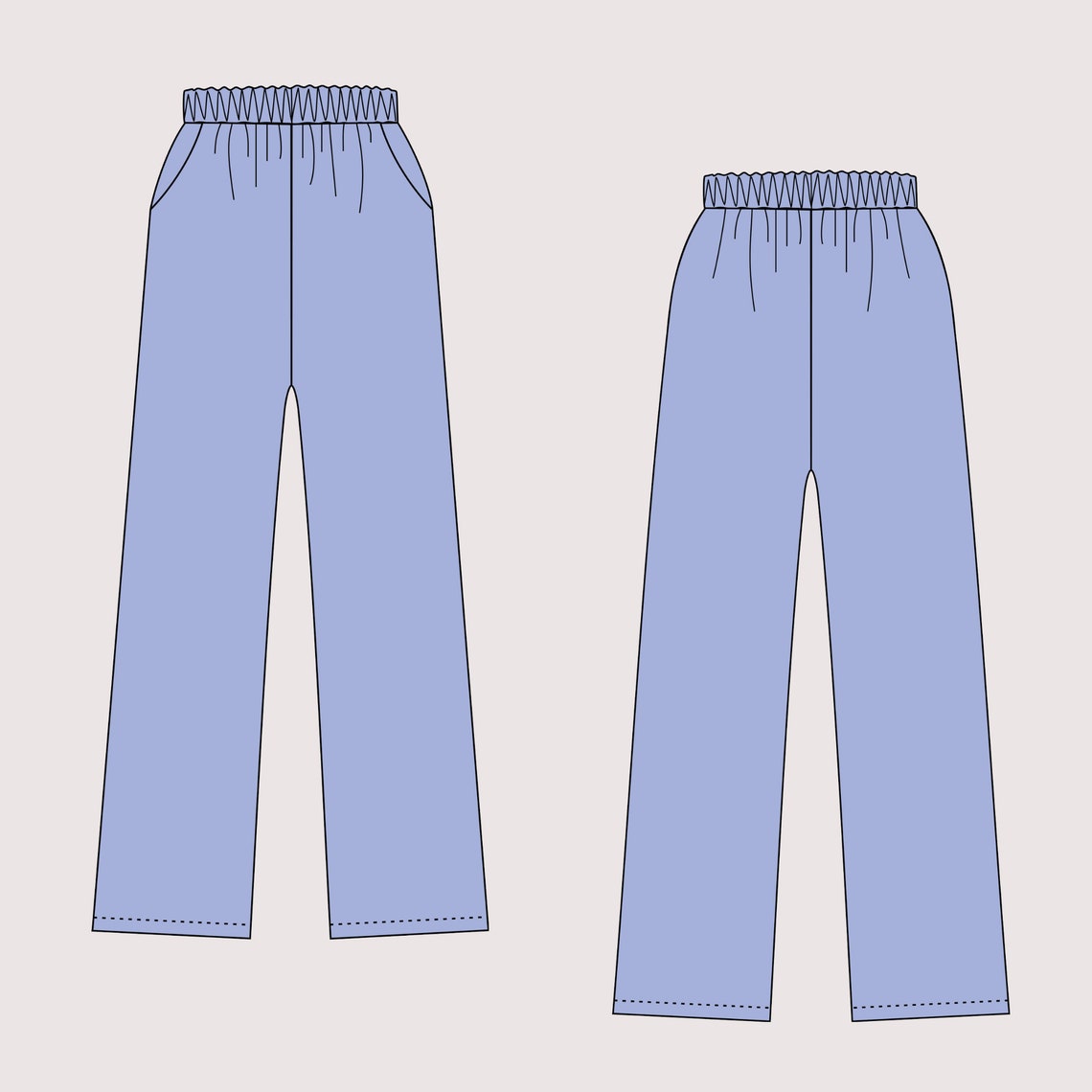 Wide Leg Pant Pattern, Lane Pant Sewing Pattern, Women Elastic Trouser ...