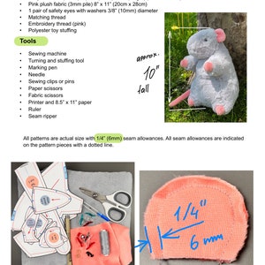 Rat Plushie Sewing Pattern Photo Tutorial, Mouse Stuffed Animal PDF ...