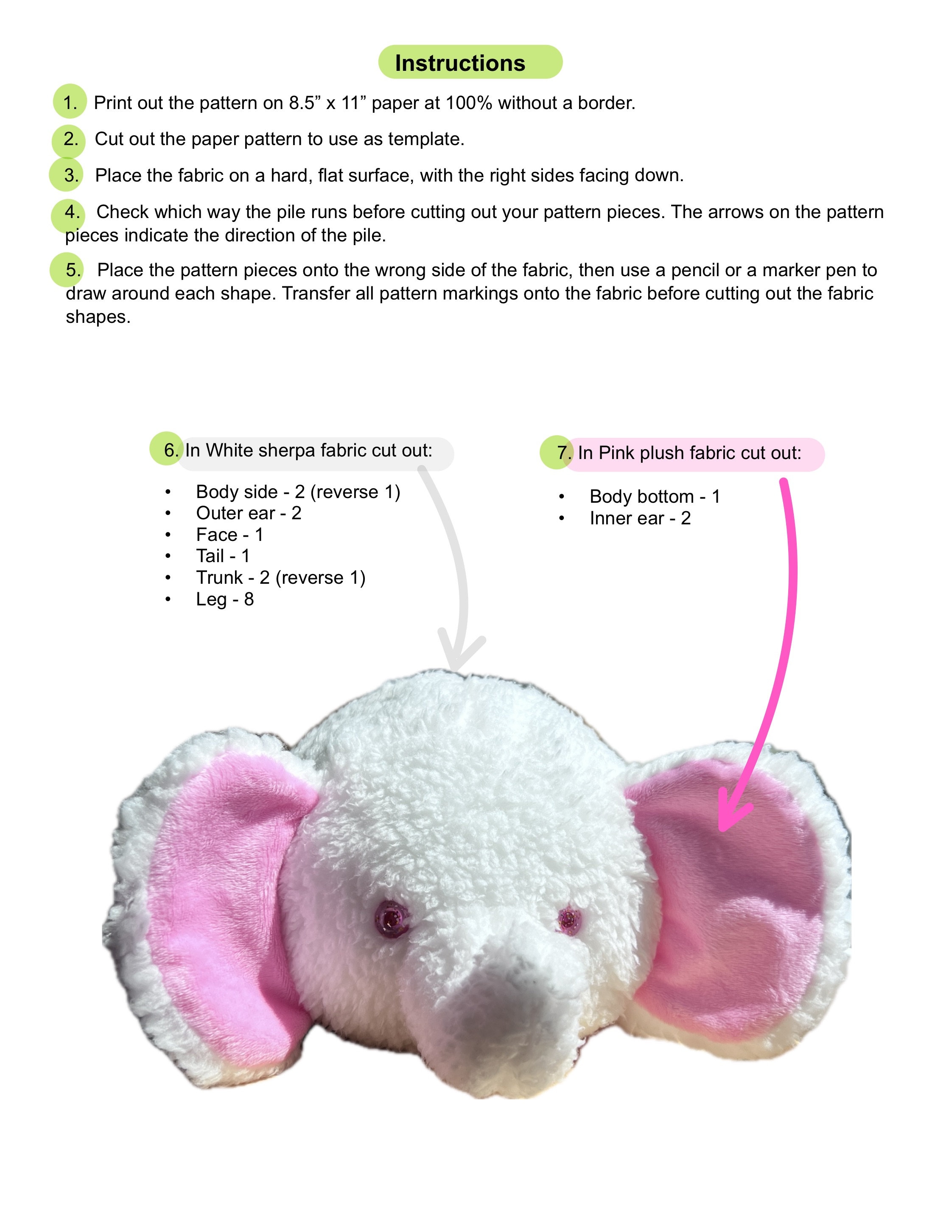 Elephant Plushie Sewing Pattern Photo Tutorial, Elephant Stuffed Animal ...
