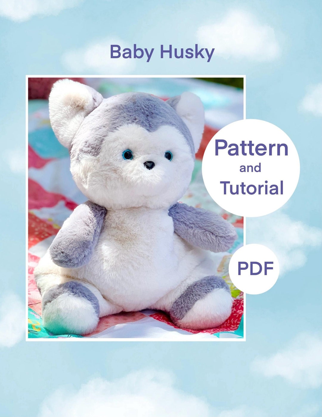 Husky Puppy Plushie Sewing Pattern Photo Tutorial, Dog Stuffed Animal ...