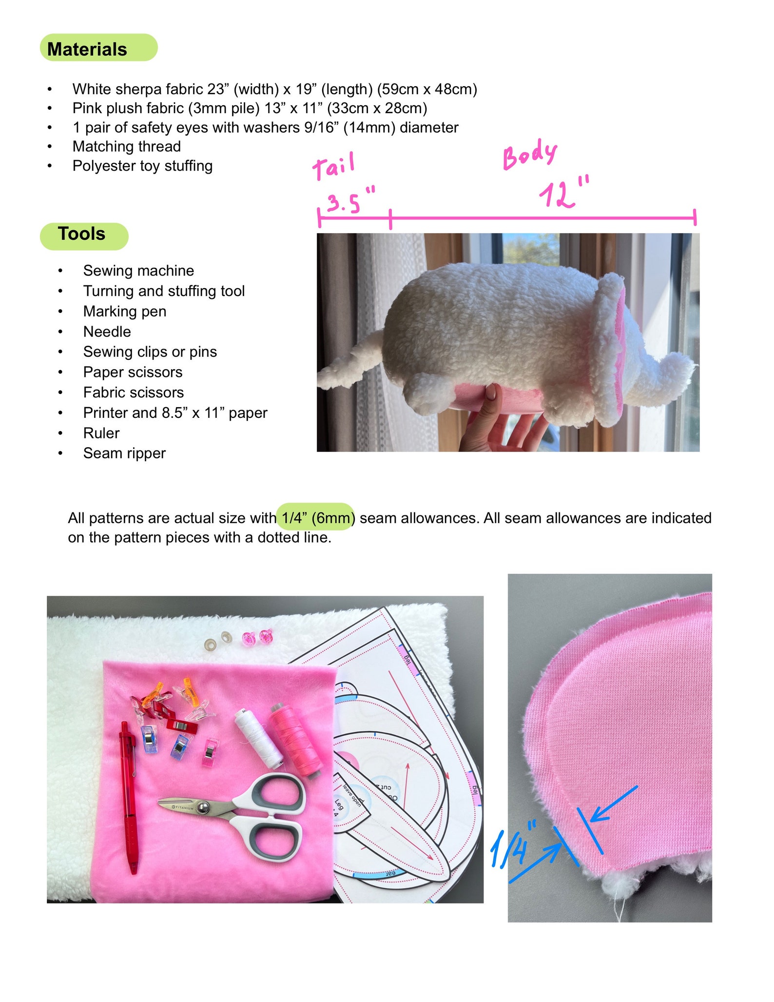 Elephant Plushie Sewing Pattern Photo Tutorial, Elephant Stuffed Animal ...