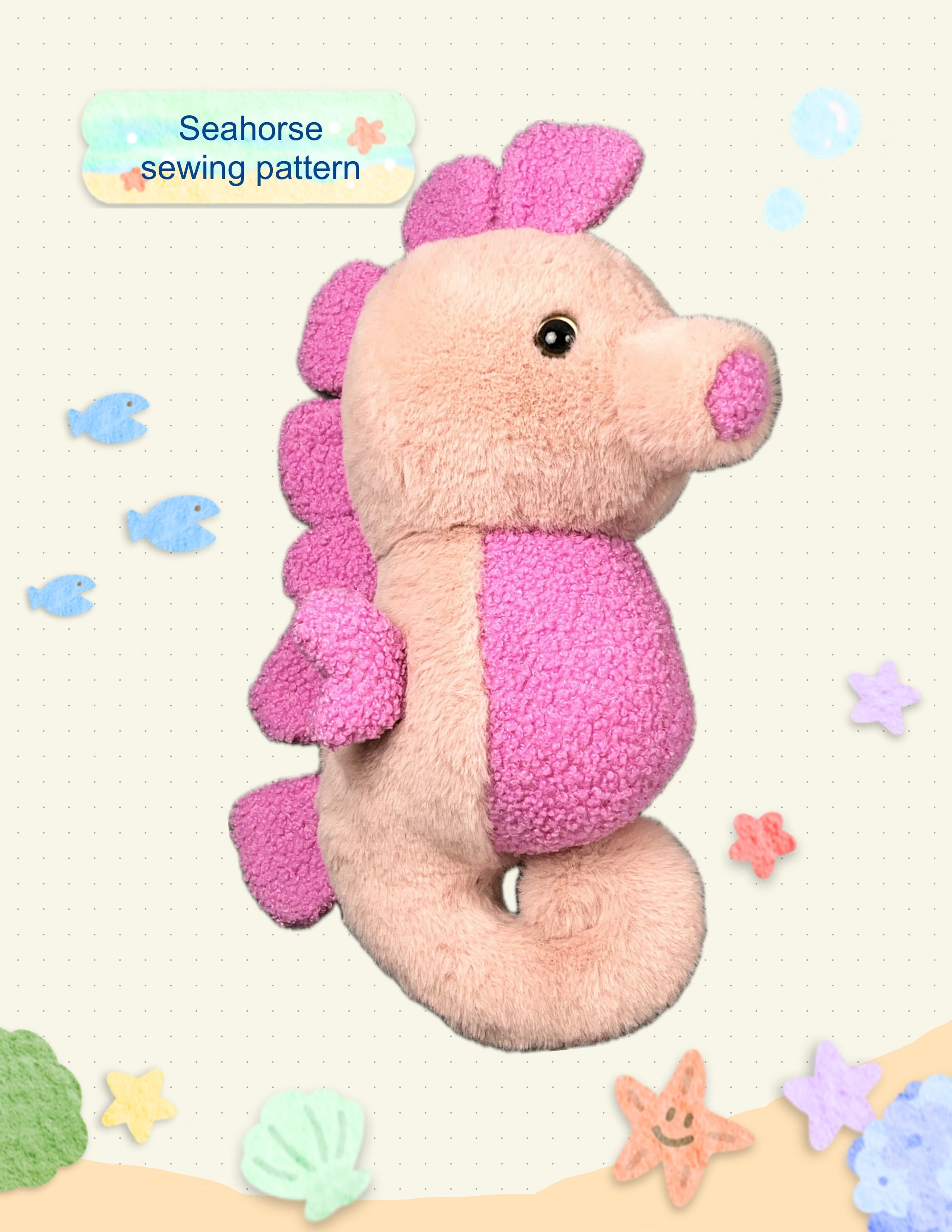 Seahorse Plushie Sewing Pattern Photo Tutorial, Seahorse Stuffed Animal ...