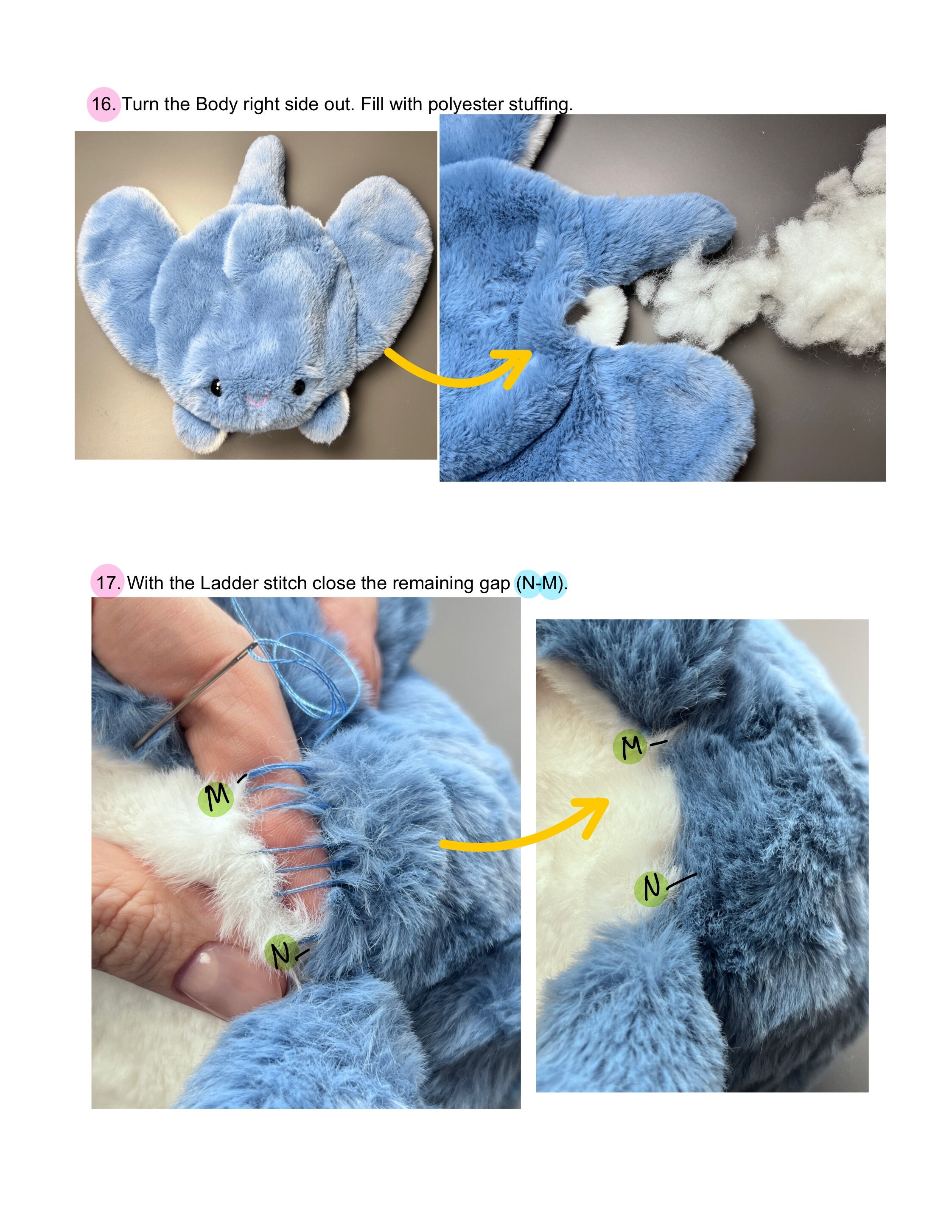 Manta Ray Plushie Sewing Pattern Photo Tutorial, Sea Creature Stuffed ...